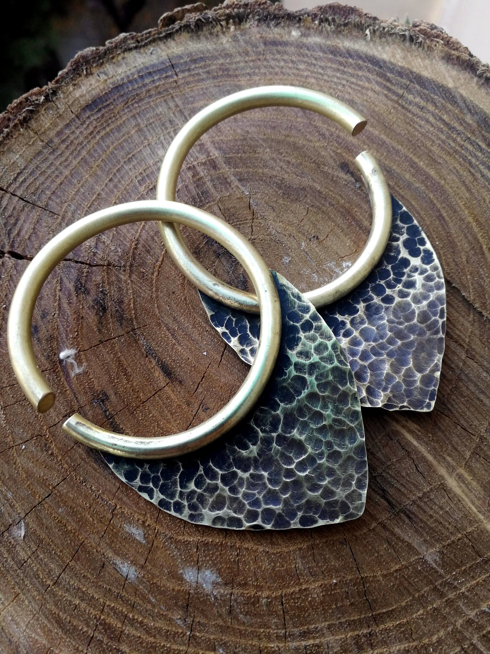 6 gauge Hammered Hoops 6g Earrings Large Ear Weights | Etsy