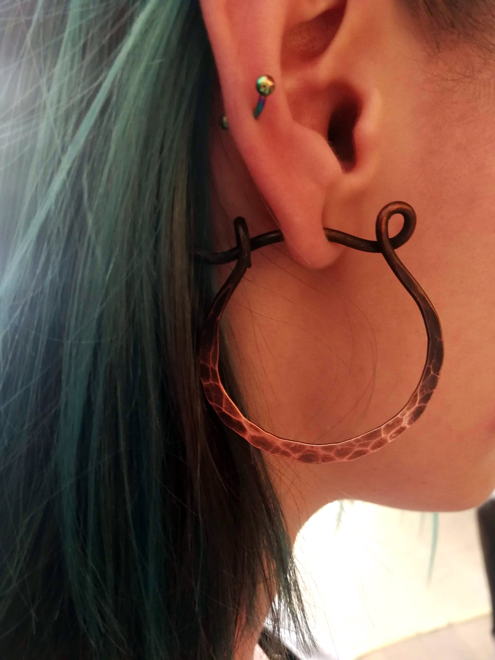 Rustic Hoops / 10 Gauge Stretched Ear / Hammered Ear Weights - Etsy