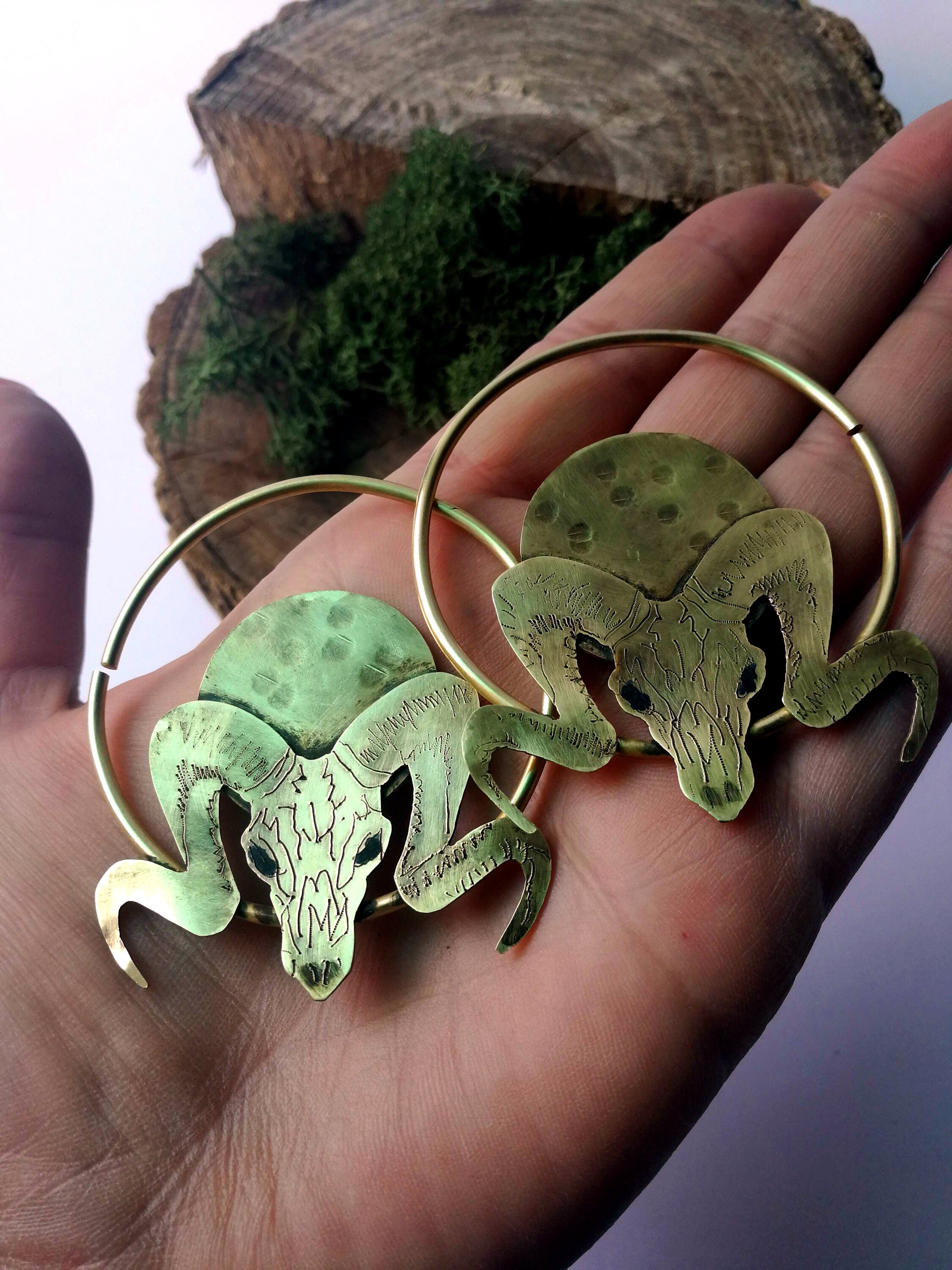 10 gauge Animal Skull Hoops Hoops for Plugs Stretched Ear | Etsy