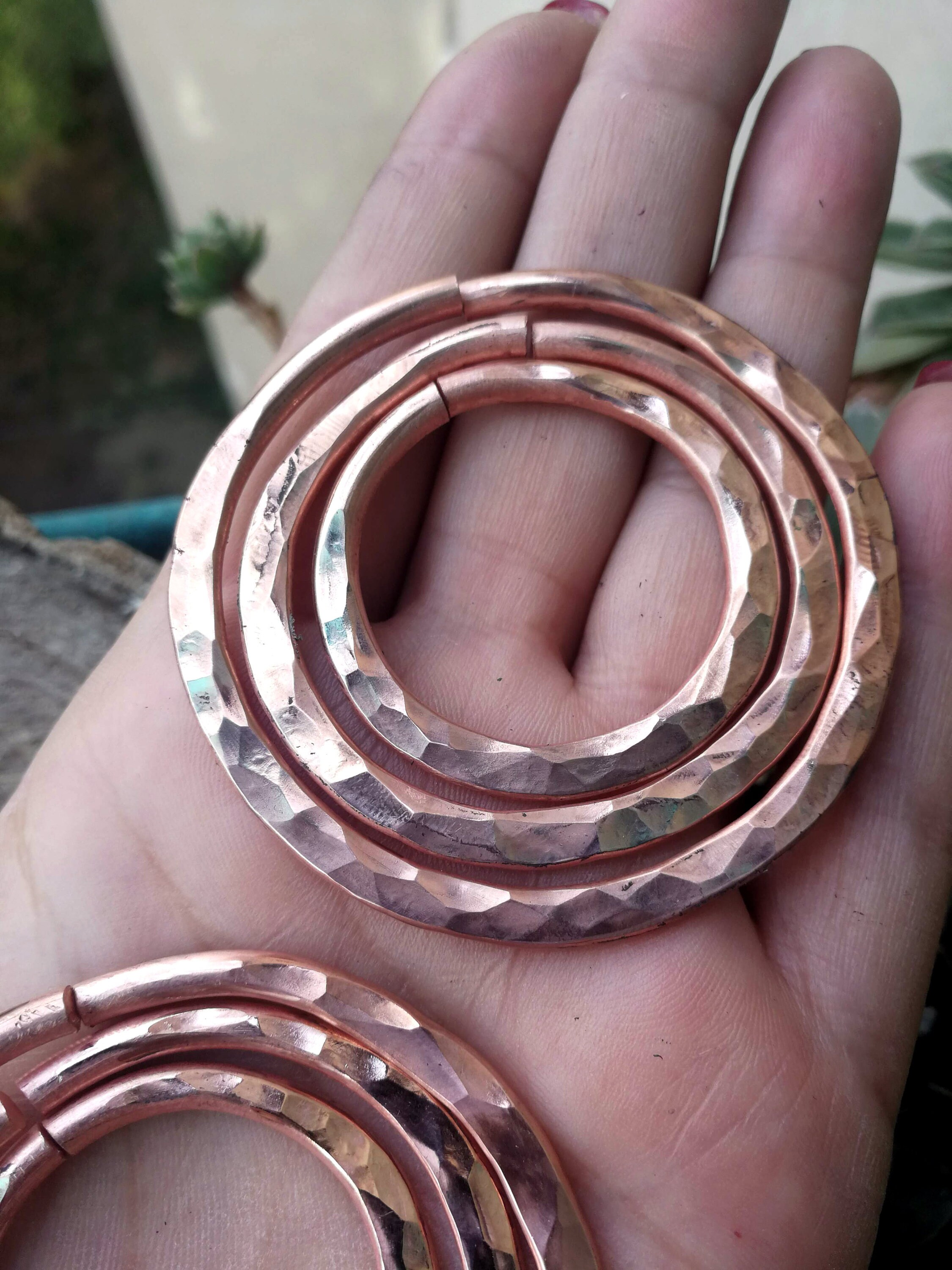 8 Gauge Hammered Hoops Copper Hoops Stretched Ears | Etsy