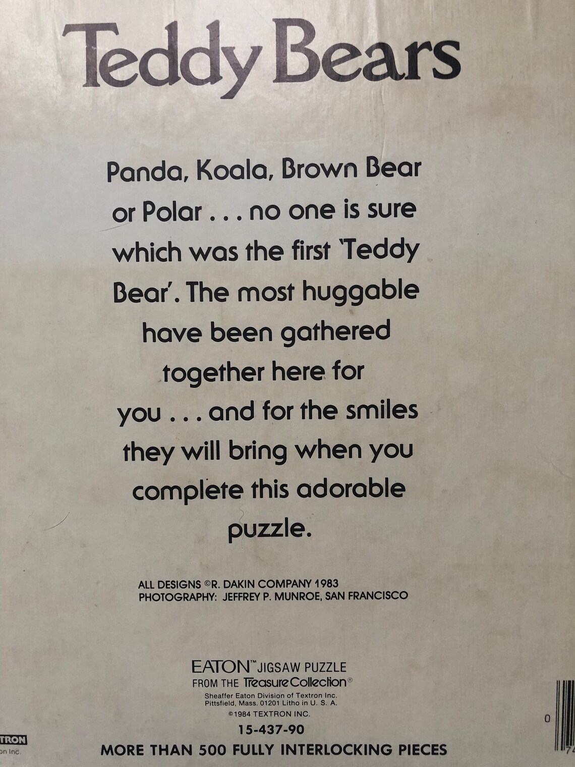 Vintage teddy Bears EATON Jigsaw Puzzle 500 Pc 1983 Panda Koala Polar ...
