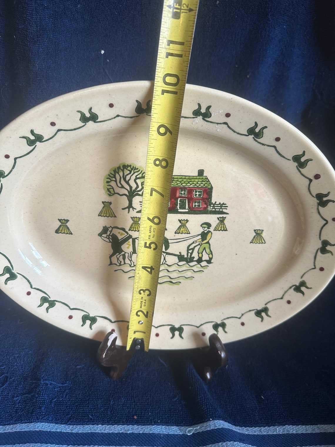 METLOX Poppytrail “homestead Provincial” Oval Serving Platter 13” Plow ...