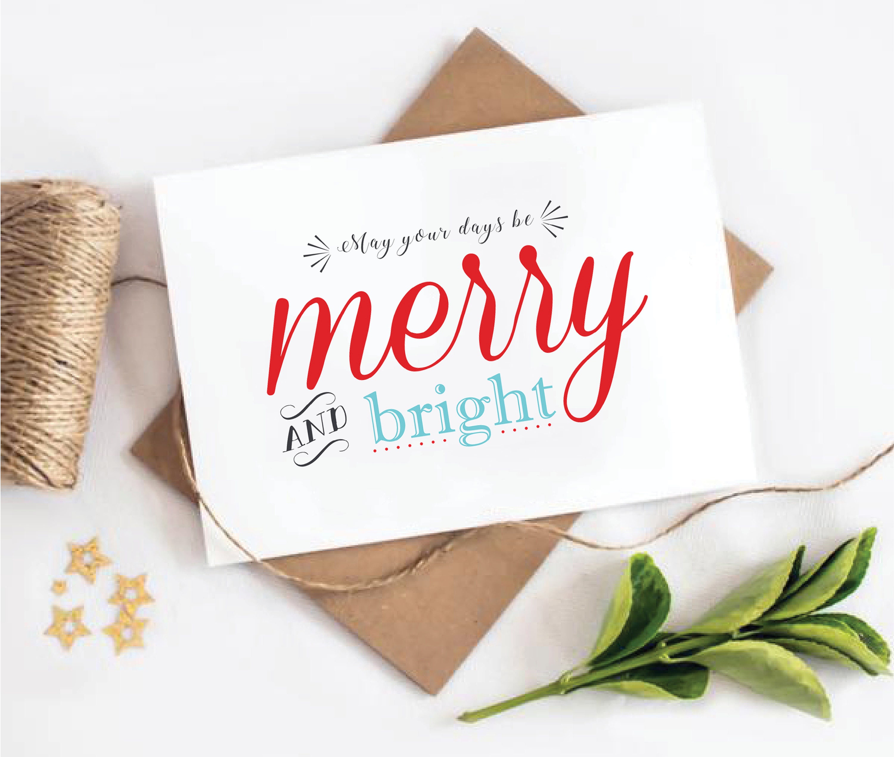 Paper & Party Supplies Merry and Bright Christmas Holiday Card etna.com.pe