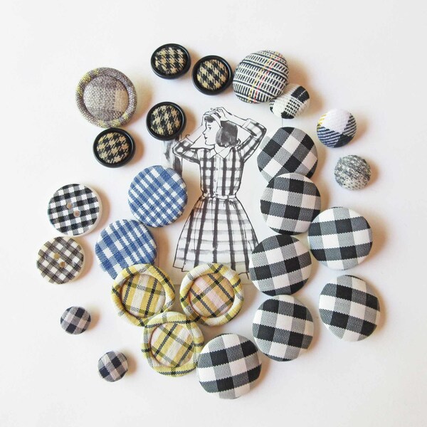 Plaid Buttons - Etsy