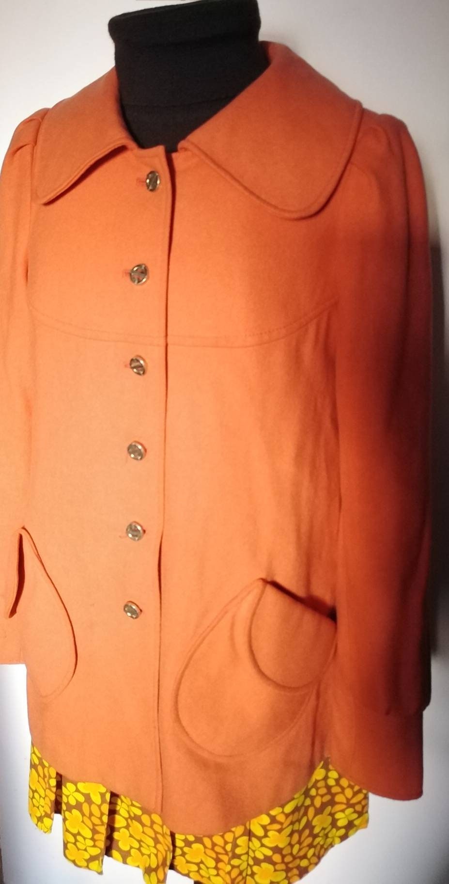 Vintage 60s/70s Orange Wool Smock Style Jacket - Etsy