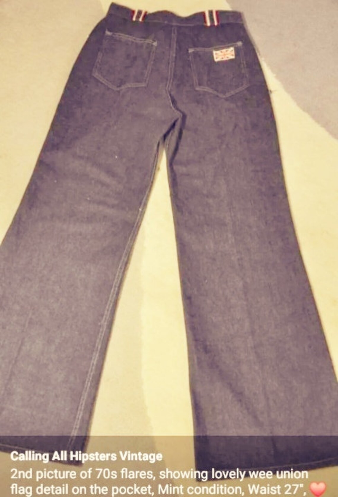 Vintage 70s Dark Denim Union Jack Flared Jeans - Etsy UK