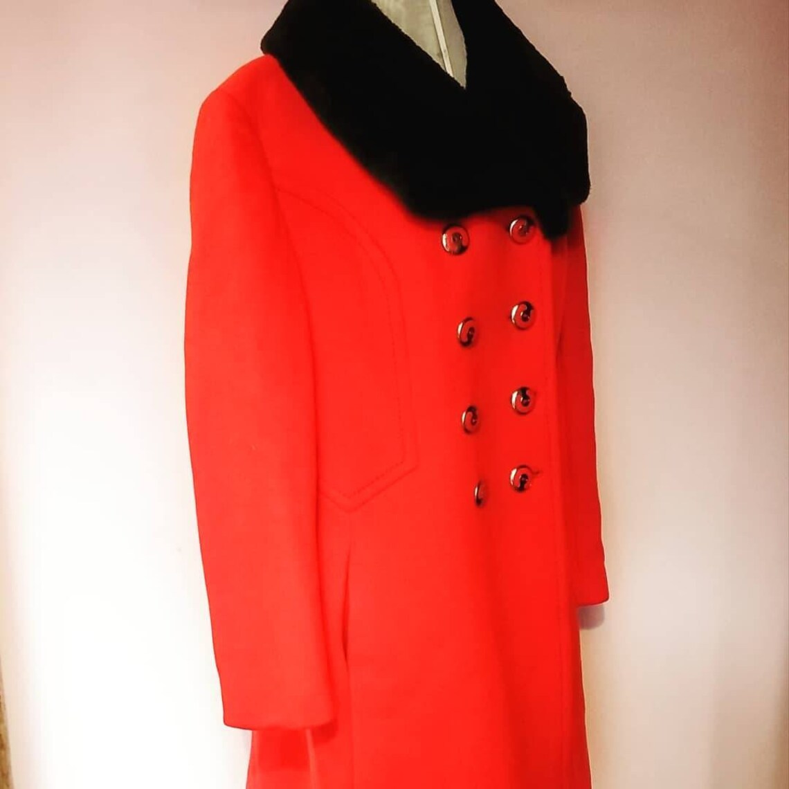 Vintage 60s Red Pure Wool Double Breasted Mod Coat | Etsy