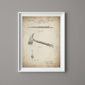 Vintage Fire Axe Fireman's Axe - Antique Patent Print- Instant Download ...