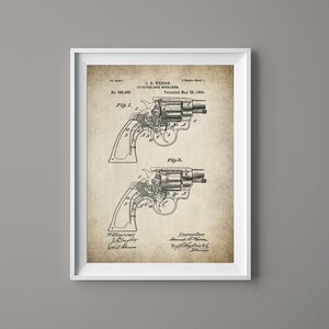 Vintage Smith & Wesson Revolver Patent Print - Antique Patent Poster ...