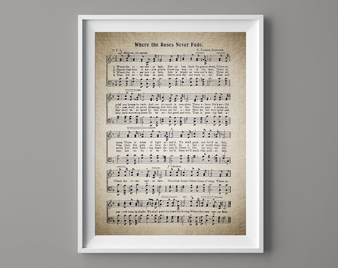 Where the Roses Never Fade Christian Home & Office Decor Wall Art Sheet ...