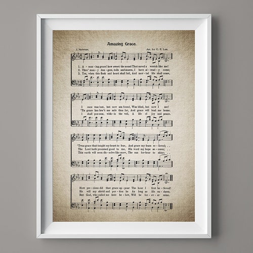 Amazing Grace Hymn Lyrics Sheet Music Art Hymn Art - Etsy