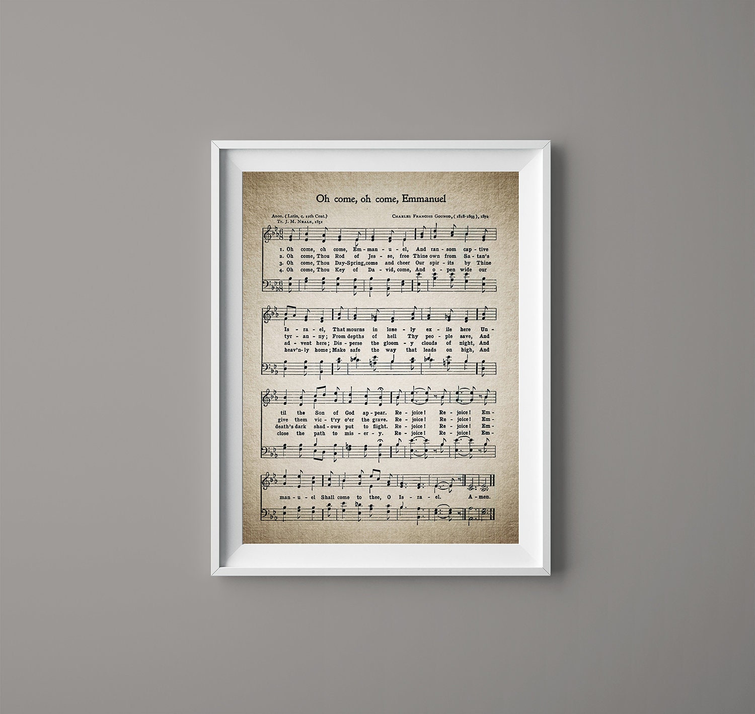 Oh Come Oh Come Emmanuel Christmas Song Print (Instant Download) - Etsy