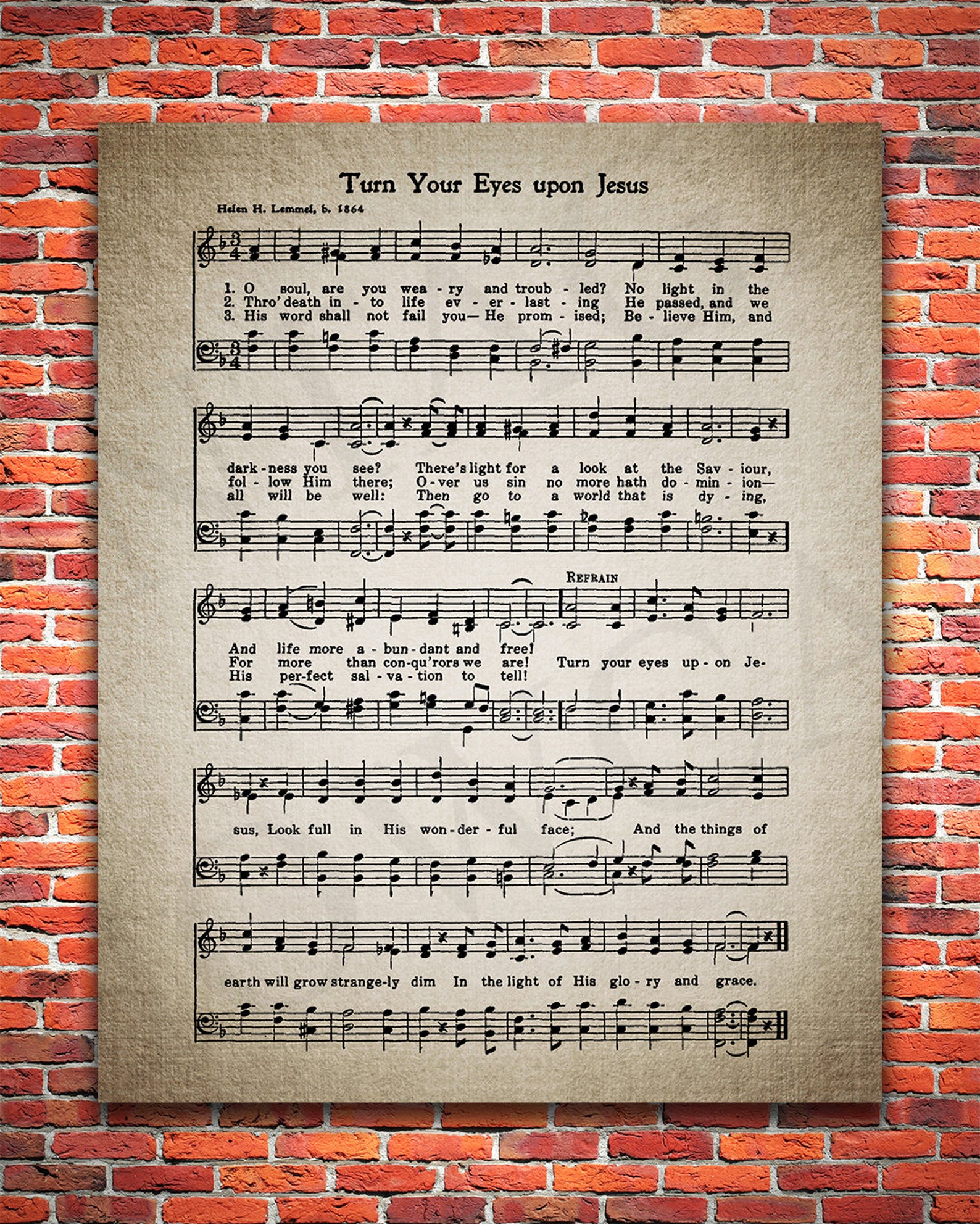 Turn Your Eyes Upon Jesus Hymn Print - Sheet Music Art - Hymn Art ...
