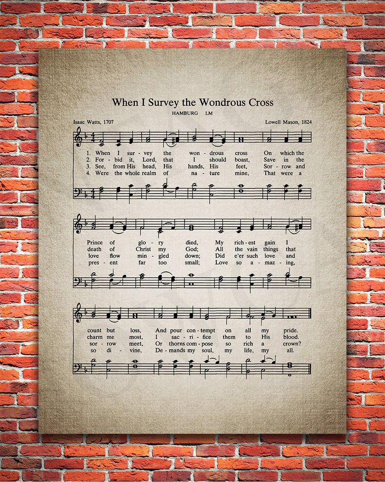 When I Survey the Wondrous Cross Hymn Print Sheet Music Art - Etsy
