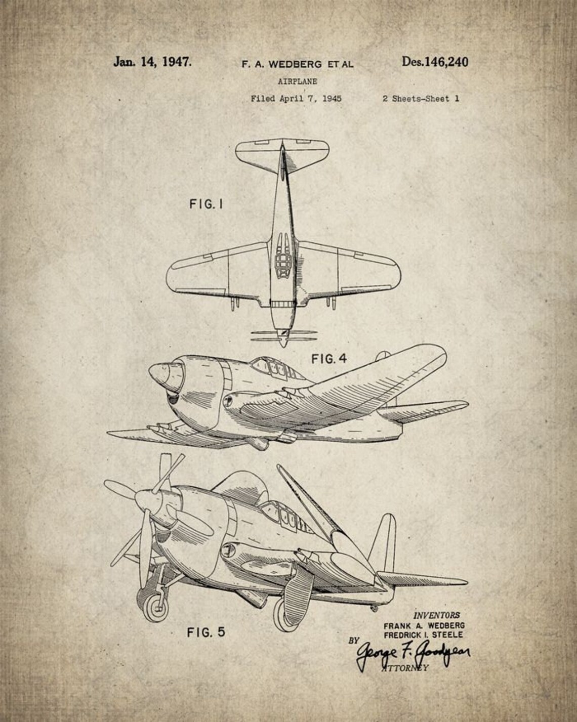 Airplane Patent Print - Airplane Poster - Aviation Art - Propeller ...