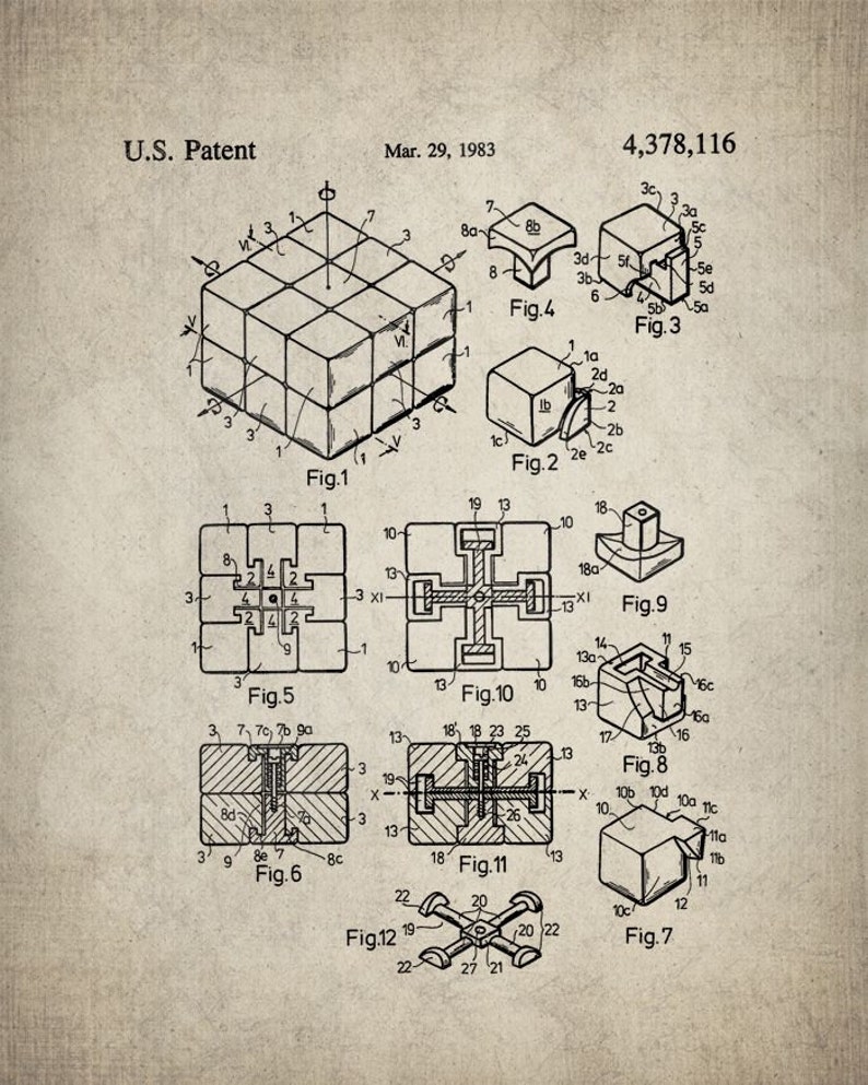 First Speed Cube Patent Print Poster Art Vintage Speed - Etsy
