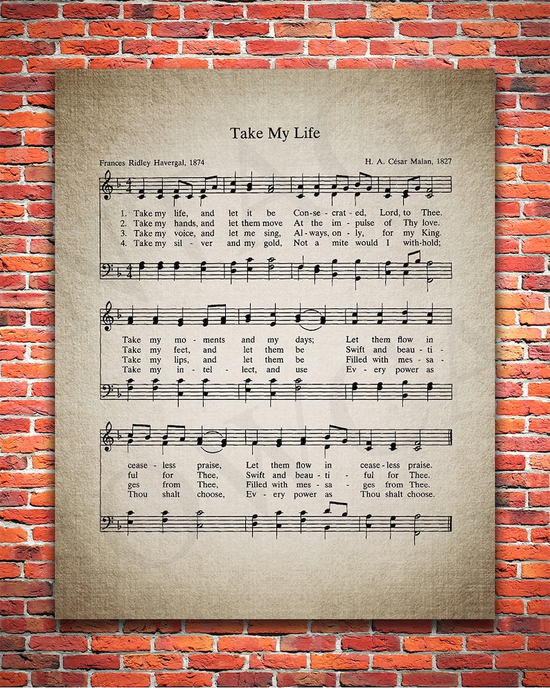 Take My Life and Let It Be Hymn Print Sheet Music Art Hymn - Etsy