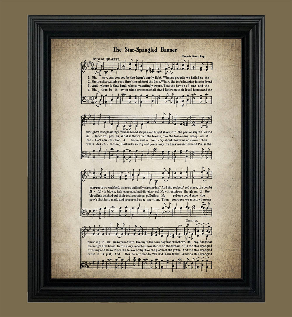 The Star Spangled Banner Print - Sheet Music Art - Patriotic Art ...