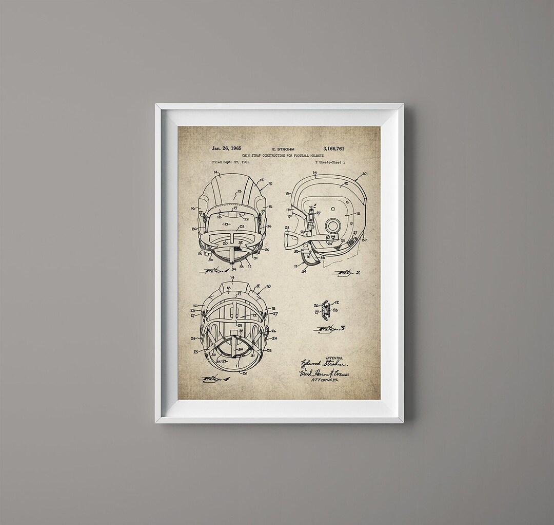 Vintage Football Helmet Patent Print - Football Helmet Poster - Sports ...