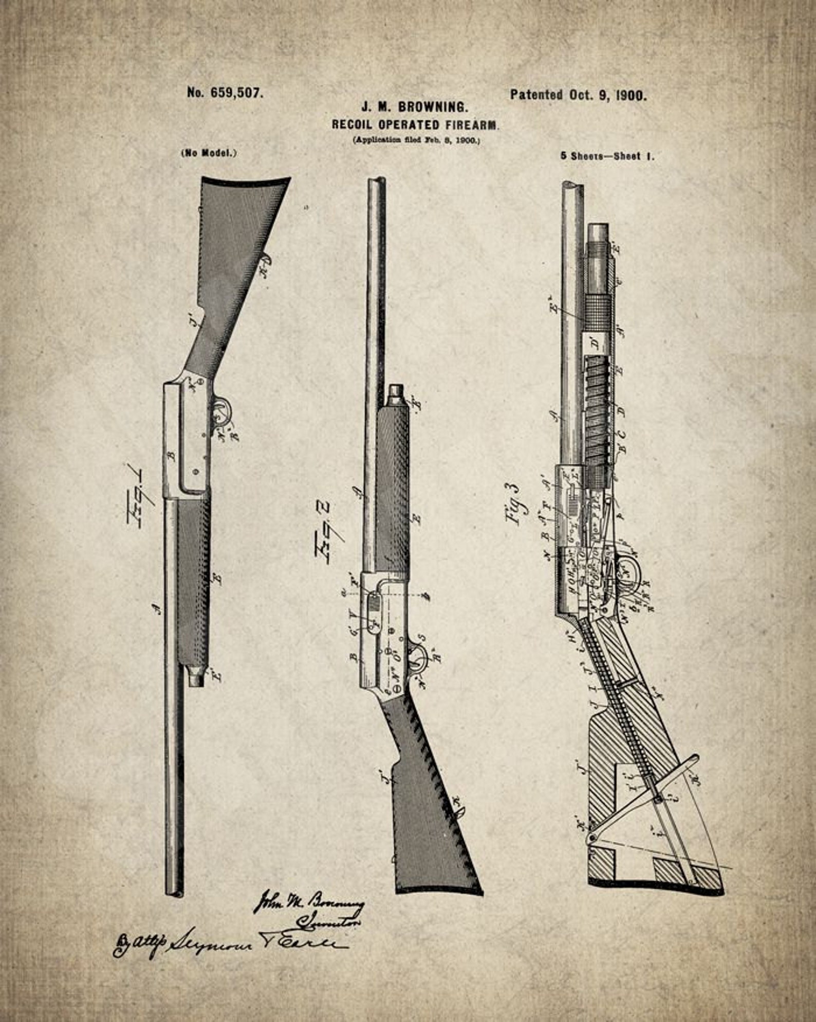 Shotgun Patent Print Poster Gift for Hunter Shot Gun | Etsy