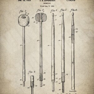 Vintage Drum Sticks Patent Print, Drum Sticks Poster - Drummer Gift ...