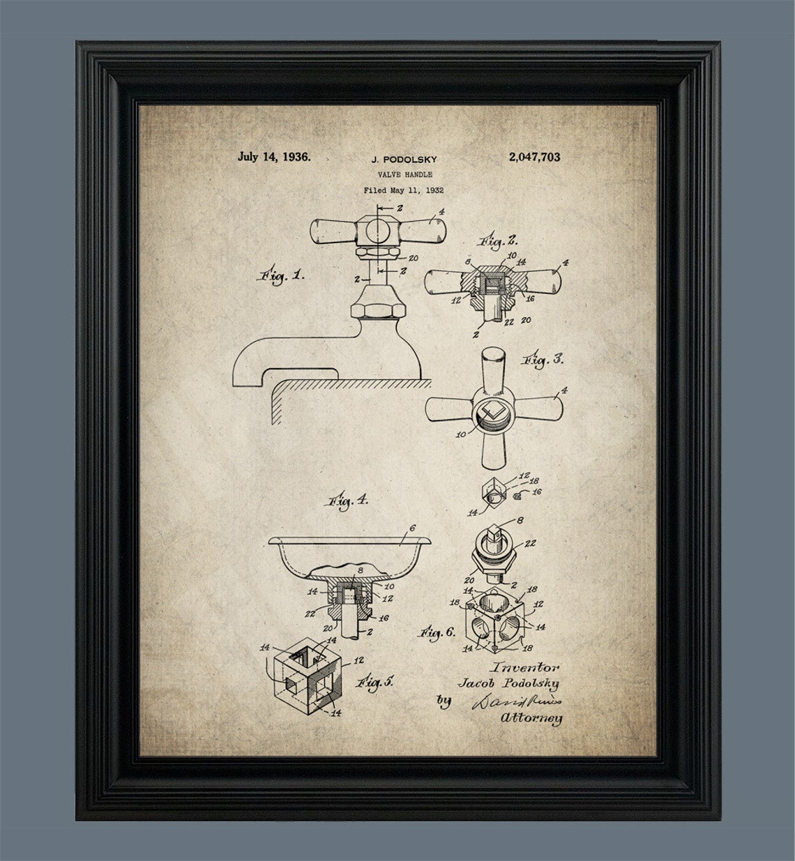 Bathroom Faucet Patent Print Victorian Faucet Vintage - Etsy