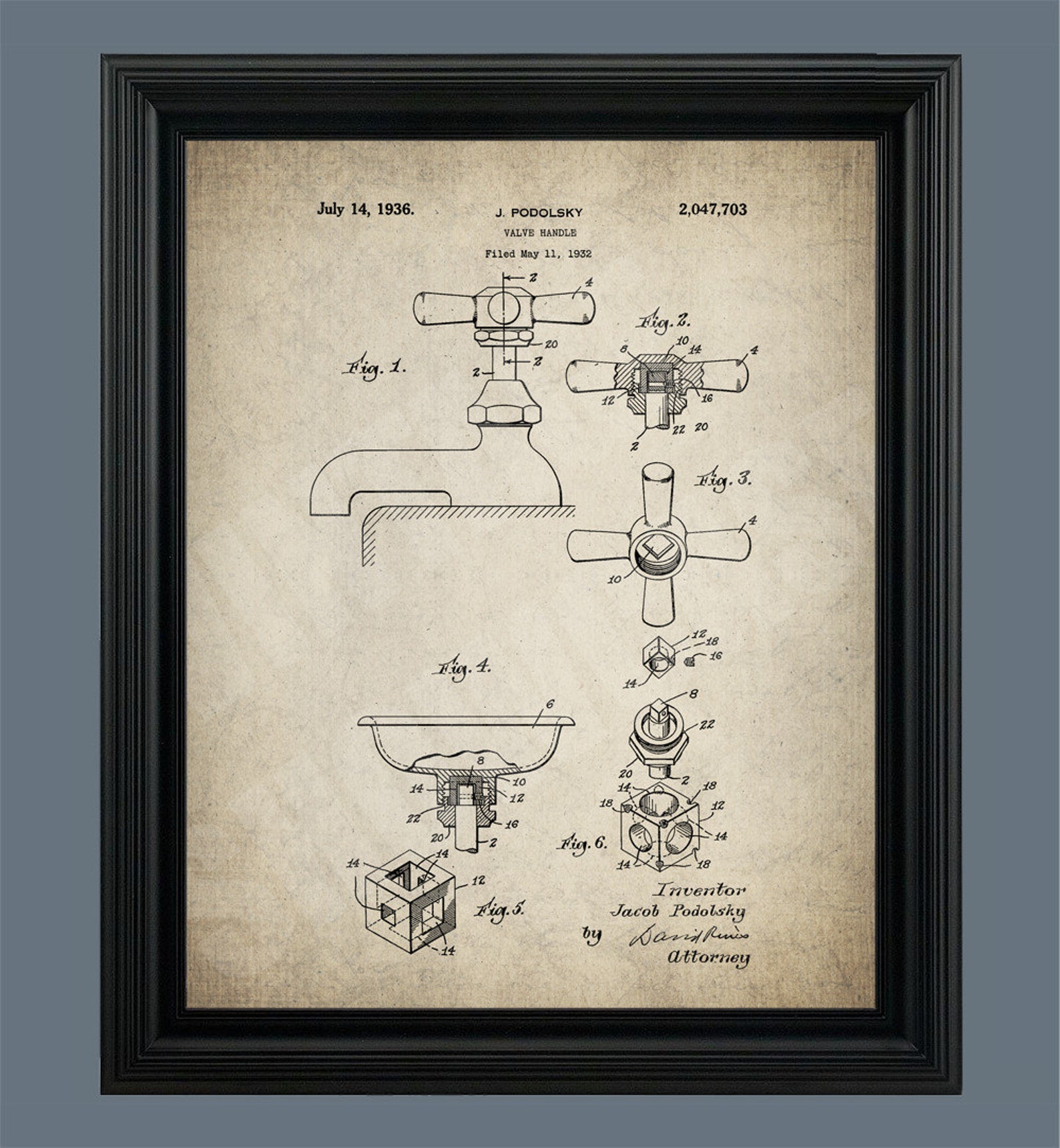 Bathroom Faucet Patent Print Victorian Faucet Vintage - Etsy