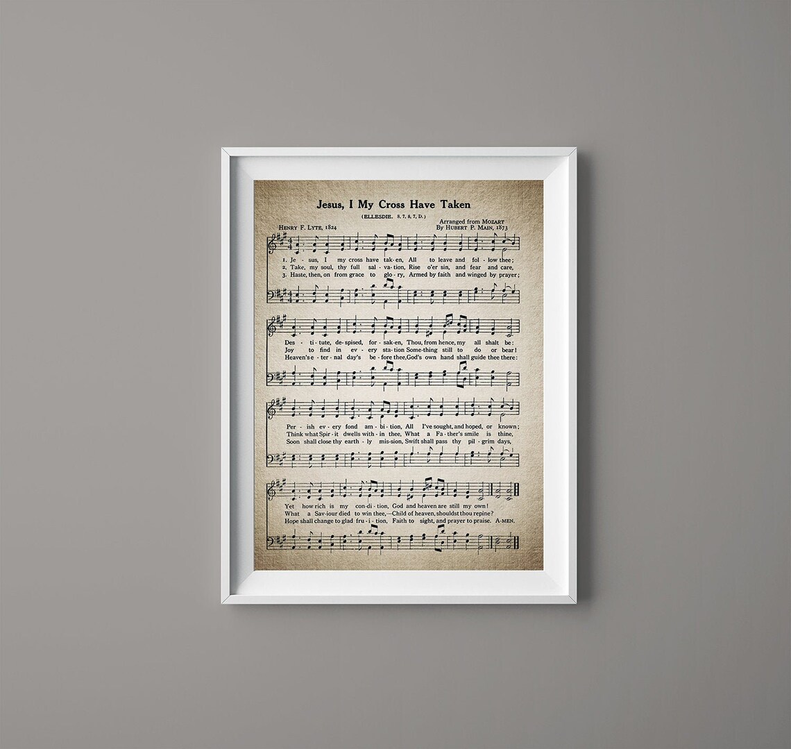 Jesus I My Cross Have Taken Hymn Print Sheet Music Art Etsy