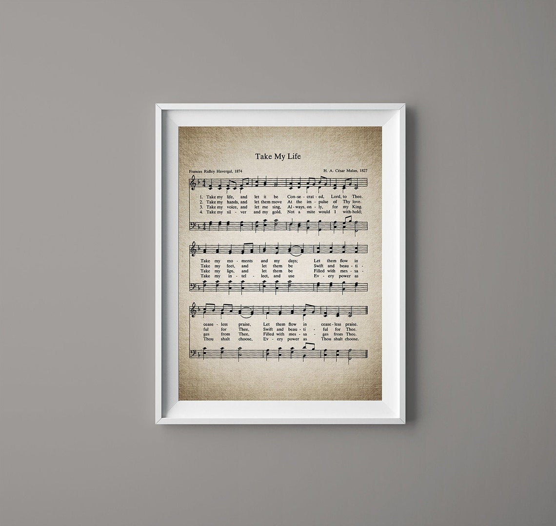 Take My Life and Let It Be Hymn Print Sheet Music Art Hymn | Etsy