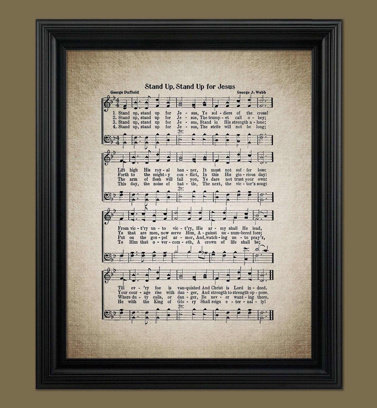 Stand Up, Stand up for Jesus Hymn Print - Wall Art - Sheet Music- Home ...