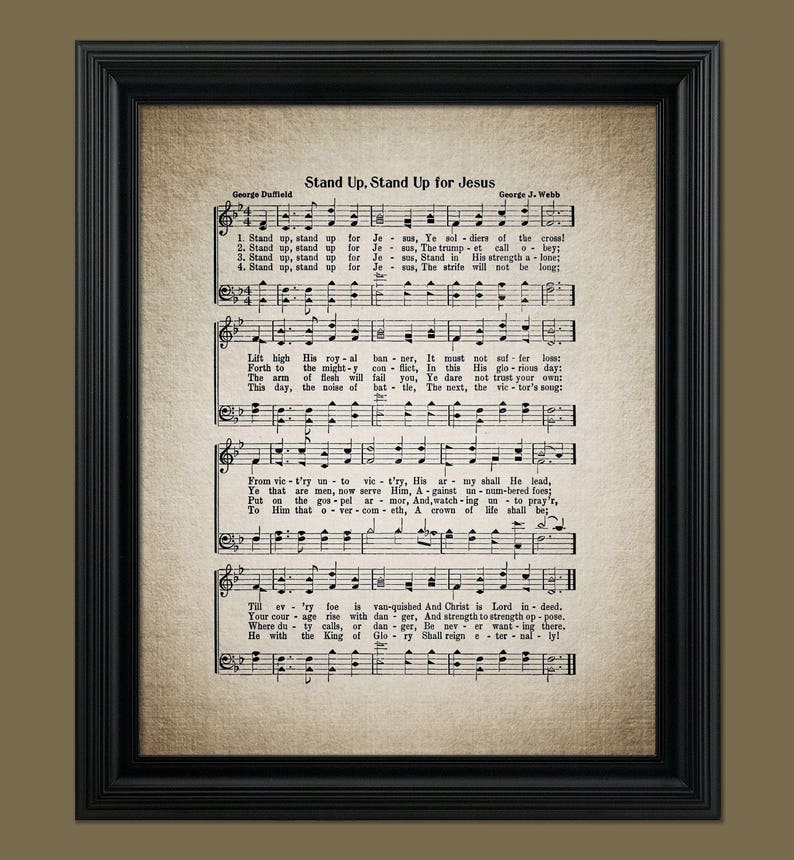 Stand Up, Stand up for Jesus Hymn Print - Wall Art - Sheet Music- Home ...