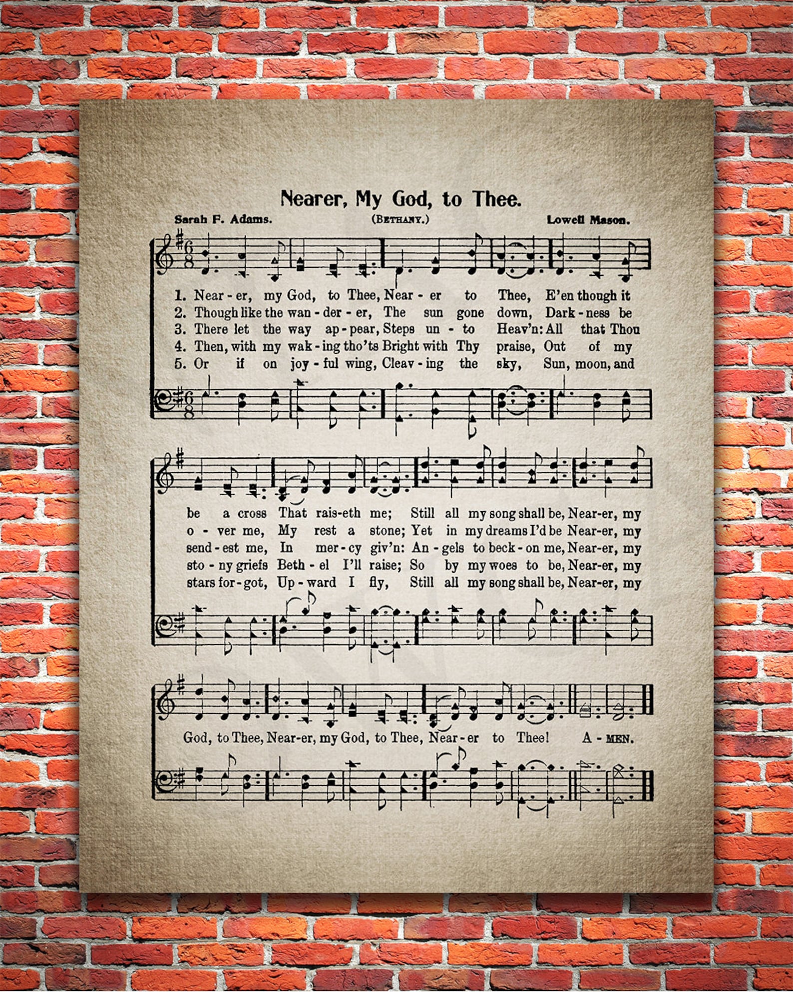 Nearer My God to Thee Hymn Print Hymnal Sheet Sheet | Etsy