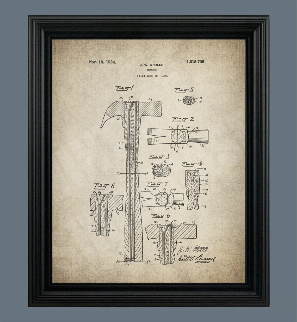 Hammer Patent Print - Claw Hammer Poster - Construction Art ...