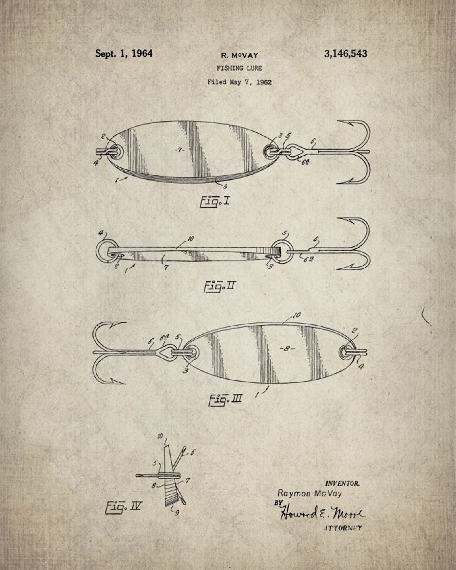 Vintage Fishing Lure - Antique Patent Print - Fishing Tackle - Fishing ...