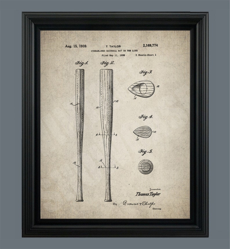 Vintage Baseball Bat Patent Print Poster Baseball Bat | Etsy