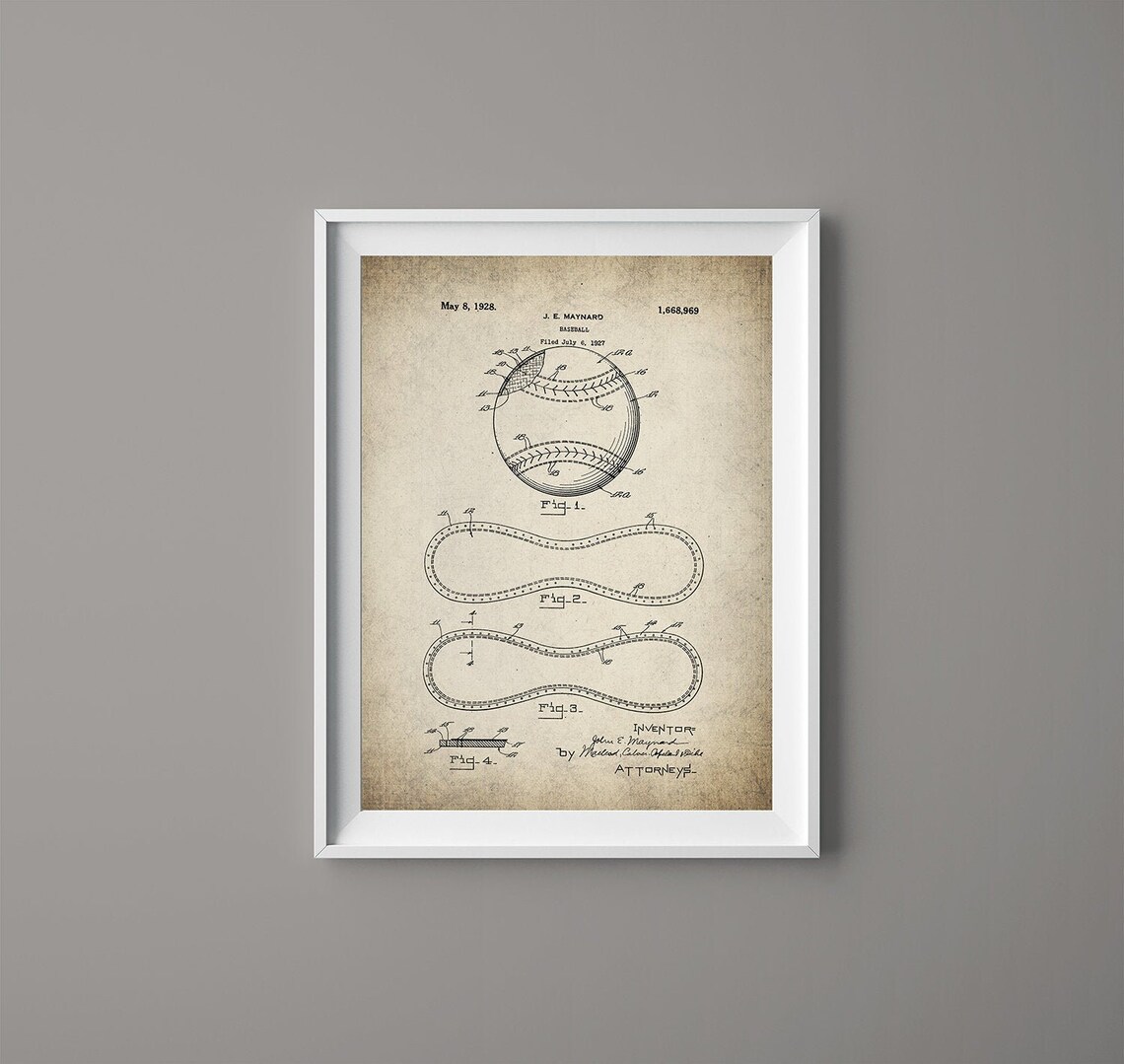 Vintage Baseball Patent Poster Print Baseball Patent - Etsy