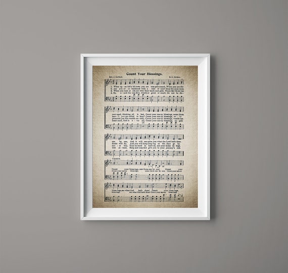 Count Your Blessings Hymn Print Sheet Music Art Hymn Art | Etsy