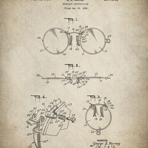 Vintage Eyeglasses Patent Print - Optometry Patent - Spectacles ...