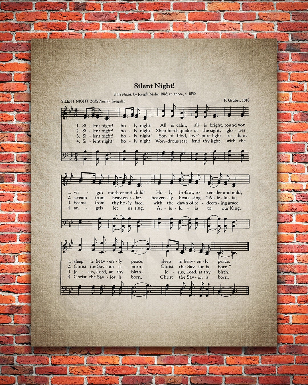 Silent Night Christmas Song Print Christmas Sheet Sheet | Etsy