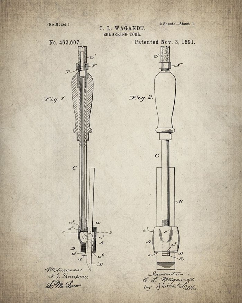 Soldering Iron Patent Print - Vintage Soldering Iron - Solder Iron ...
