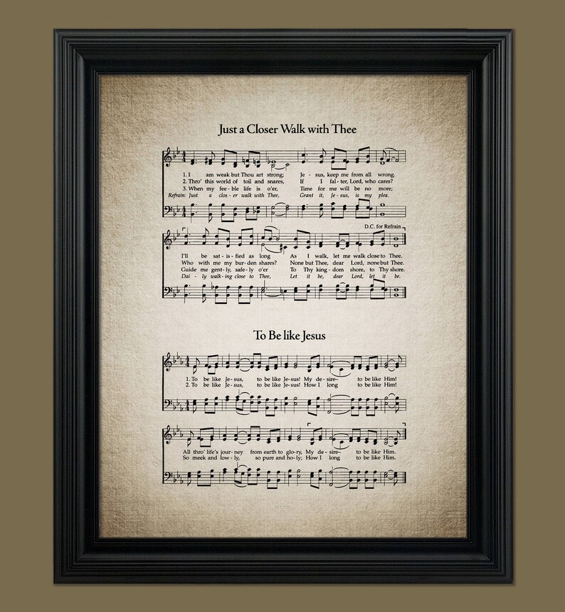 Just A Closer Walk With Thee Hymn Print Sheet Music Art Etsy