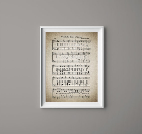 Wonderful Grace of Jesus Hymn Print Wall Art Sheet Music | Etsy