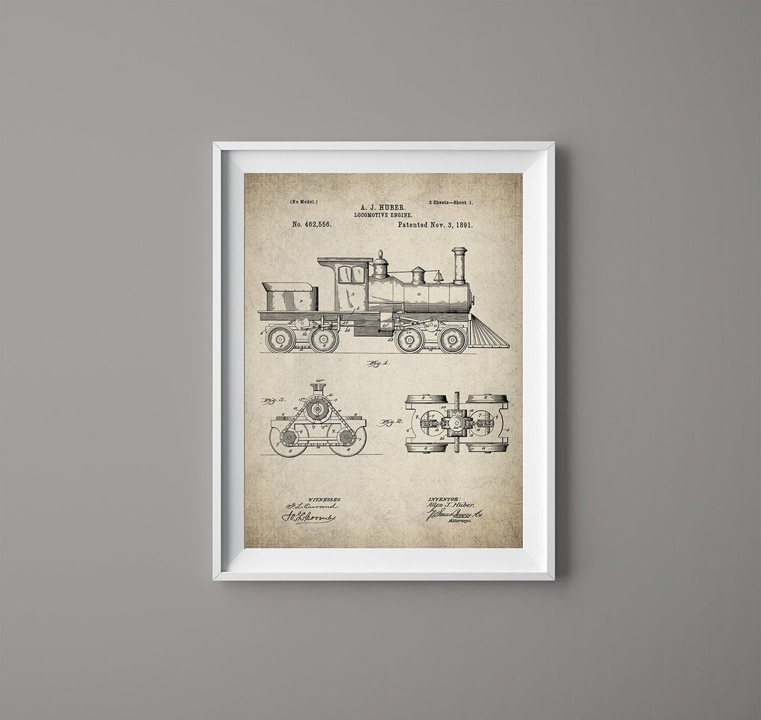 Train Patent Print - Train Art - Locomotive Train Patent Prints - Train ...