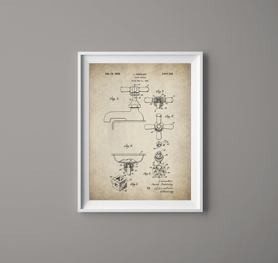 Bathroom Faucet Patent Print Victorian Faucet Vintage | Etsy