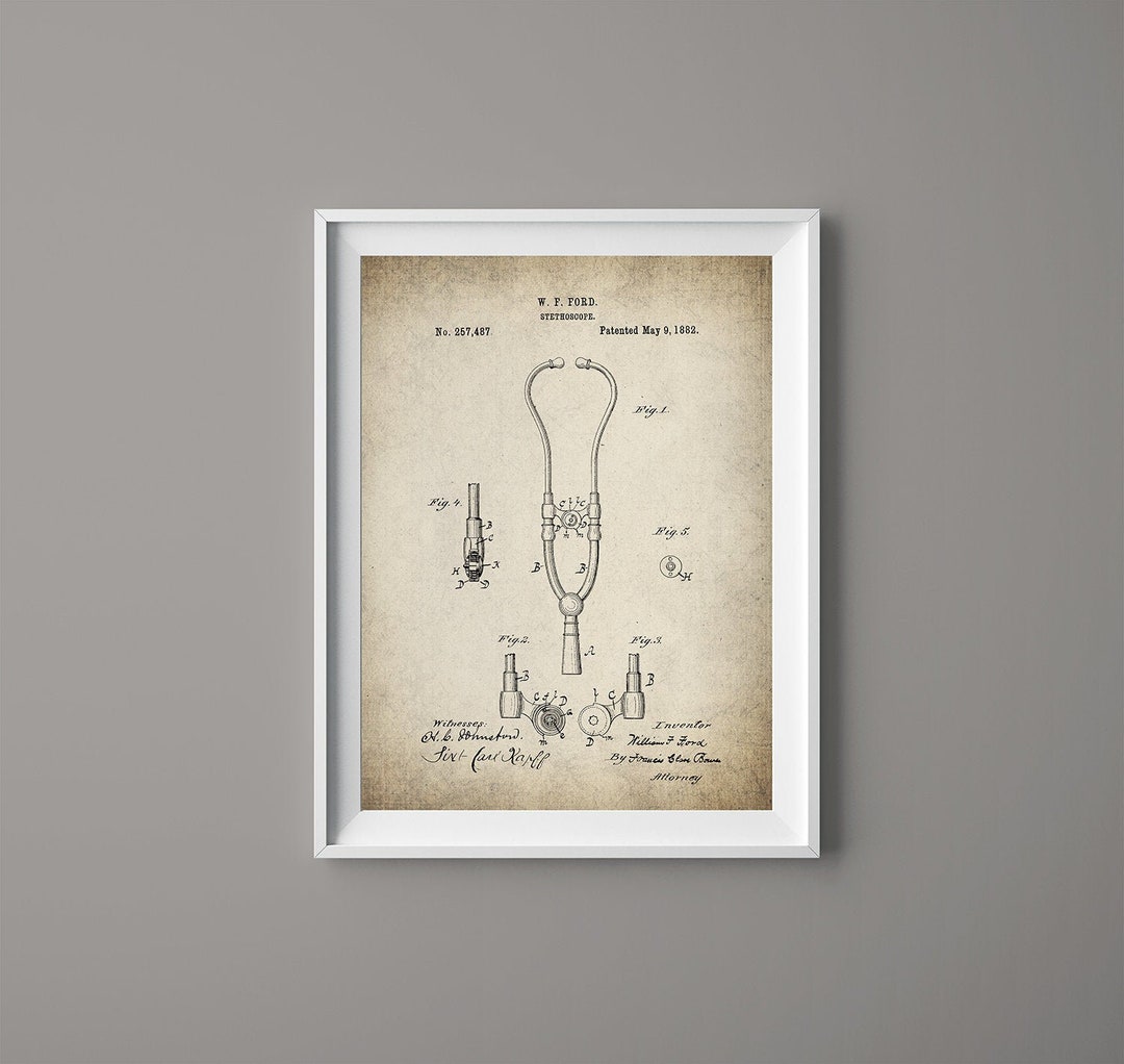 Vintage Stethoscope Patent Poster Print - Doctors Stethoscope - Nurses ...