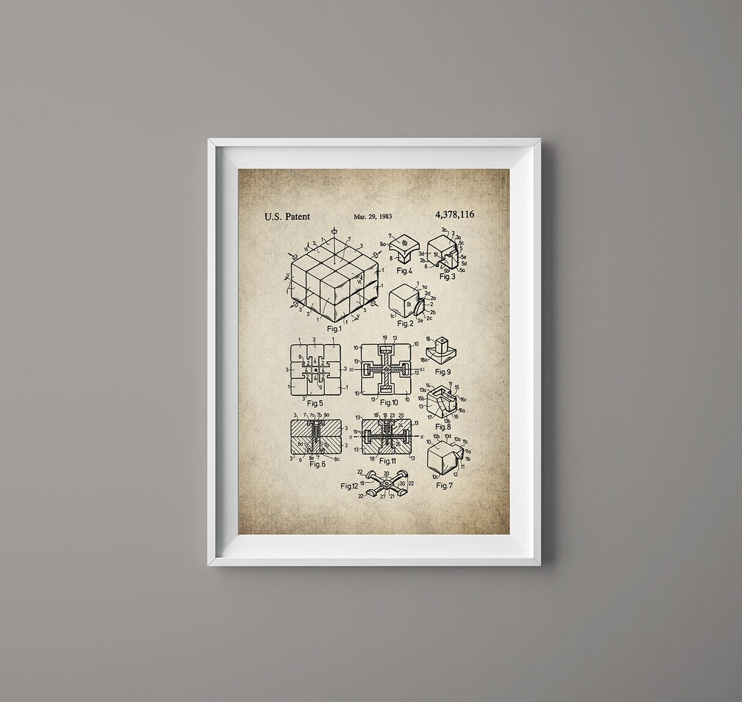 First Speed Cube Patent Print Poster Art - Vintage - Speed Cube - Speed ...