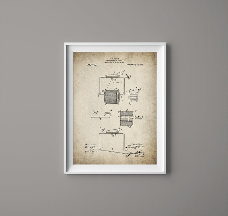 Vintage Crochet Thread Holder Patent Poster Print Crochet - Etsy