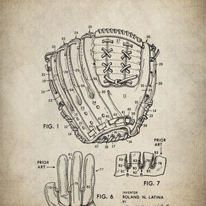 Baseball Glove Patent Print - Vintage Baseball Glove - Baseball Gift ...