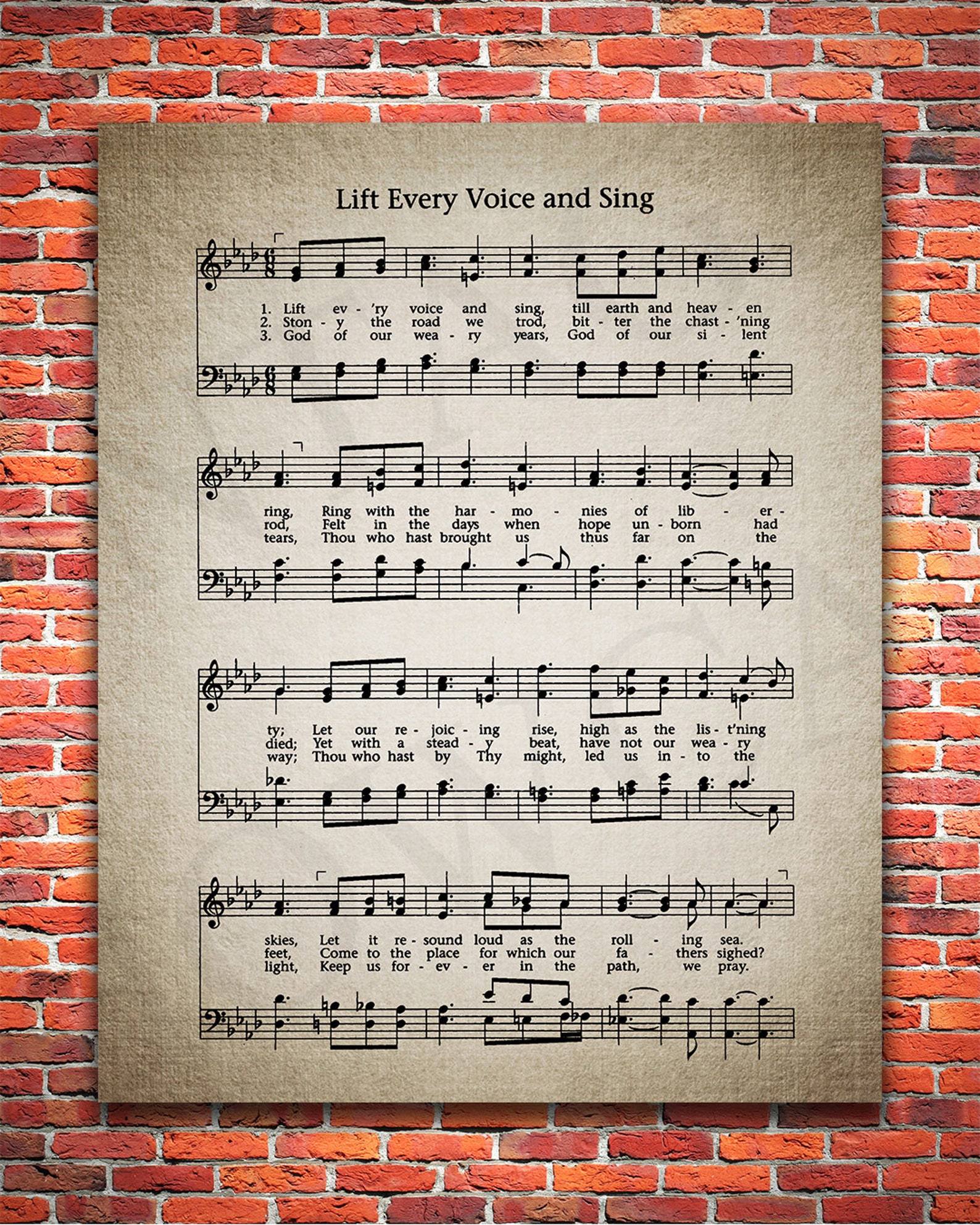 Lift Every Voice and Sing Print Sheet Music Art Hymn Art Hymnal Sheet ...