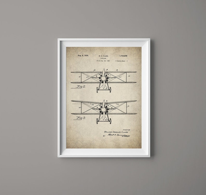 Biplane Patent Print Airplane Poster Aviation Art - Etsy